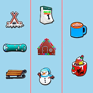 Zanerolan 25PCS Winter Shoe Decoration Charms for Clog, Christmas Snowman Ski Charms Accessories