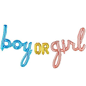 KatchOn, Boy or Girl Script Balloon - 36 Inch | Gender Reveal Foil Balloons for Gender Reveal Decorations | Boy or Girl Gender Reveal Party Supplies | Boy or Girl Balloons, Baby Shower Decorations