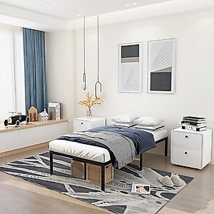 Yedop 18 Inch Twin XL Bed Frames, No Box Spring Needed, 2500 lbs Heavy Duty Steel Slat Support, Non-Slip XL Twin Bed Frame, Metal Platform Bed Frame Twin XL Black