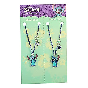 Disney Girls Stitch BFF Necklace Set - Best Friends Necklaces w/BFF & Stitch Charm - BFF Necklaces - Officially Licensed