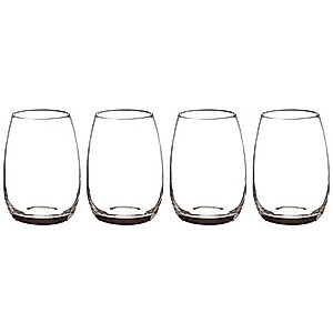 Luigi Bormioli Michelangelo 15.5 oz Stemless Glasses, 4 Count (Pack of 1), Clear