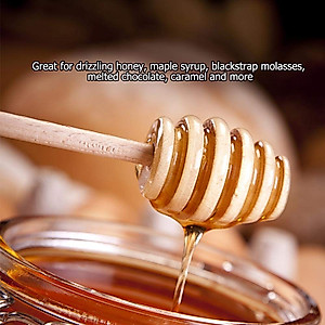 TOPINCN Wooden Jam Honey Dippers Stick Syrup Spoon Dip Drizzler Bee Marmalade Server Stir Stick Stirring Rod Kitchen Gadgets 24Pcs(16cm)