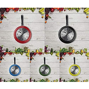 Timelike Wall Clock, 10 inch Metal Frying Pan Kitchen Wall Clock Home Decor - Kitchen Themed Unique Wall Clock with a Screwdriver (Red)
