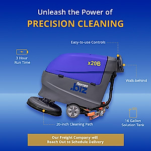USA-CLEAN Commercial Auto Floor Scrubber Machine - Walk-Behind, Battery-Powered - 20" Cleaning Path, 16-Gallon Tank - High Performance, Easy Operation - All Parts Included (x20B)