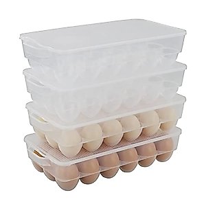 Begale 4-Pack Clear Plastic Egg Storage Holder, Egg Holder Case For Refrigerator