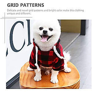 generic Christmas Plaid Dog Hoodie Soft Warm Pet Clothes with Hat - Dog Sweater with Pocket Puppy Sweatshirt Dog Winter Clothes Hooded Coat for Dogs Puppy Cats Kitten - Size XS