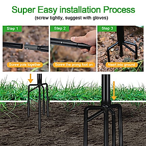 Xflism Outdoor 9FT Metal Poles with Hooks for Hanging String Lights 2 Pack - Garden, Backyard, Patio Lighting Stand for Parties, Wedding, Black