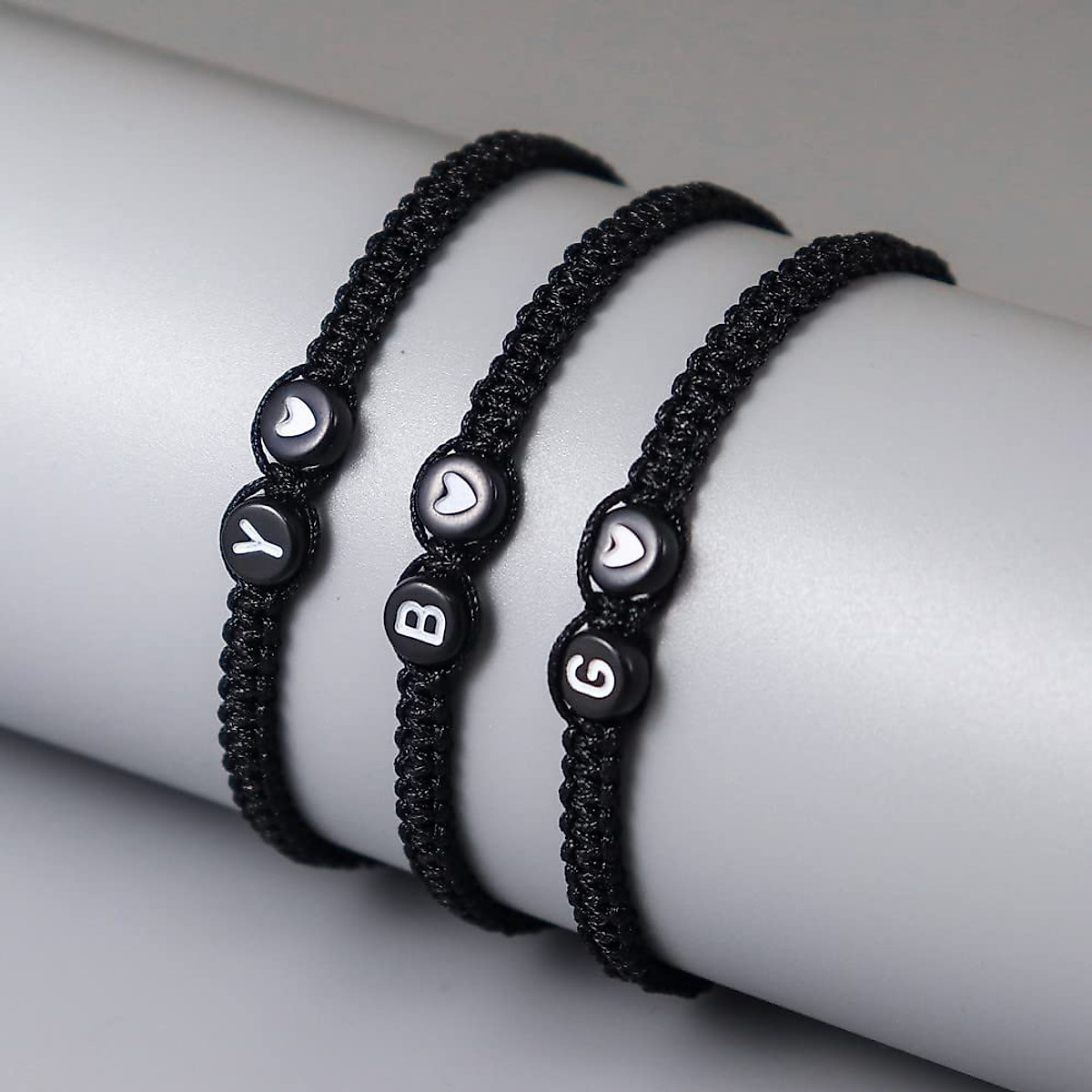 Heart Initial Bracelets 26 Letters Initial Charms Bracelet for Women Gifts A-Z Braided Bracelets Heart Link Handmade Rope Braided Adjustable Jewelry for Mom Daughter Birthday Jewelry Gift-A