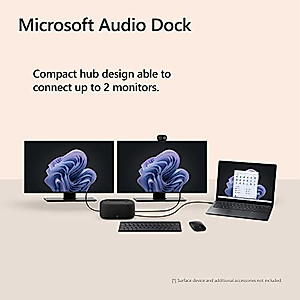 Microsoft Audio Dock - Teams Certified, USB-C Dock, HDMI 2.0, USB-A, USB-C x 2 Ports, Pass-Through Charging, Audio Speaker Phone, Works with Teams, Zoom, and Google Meet apps