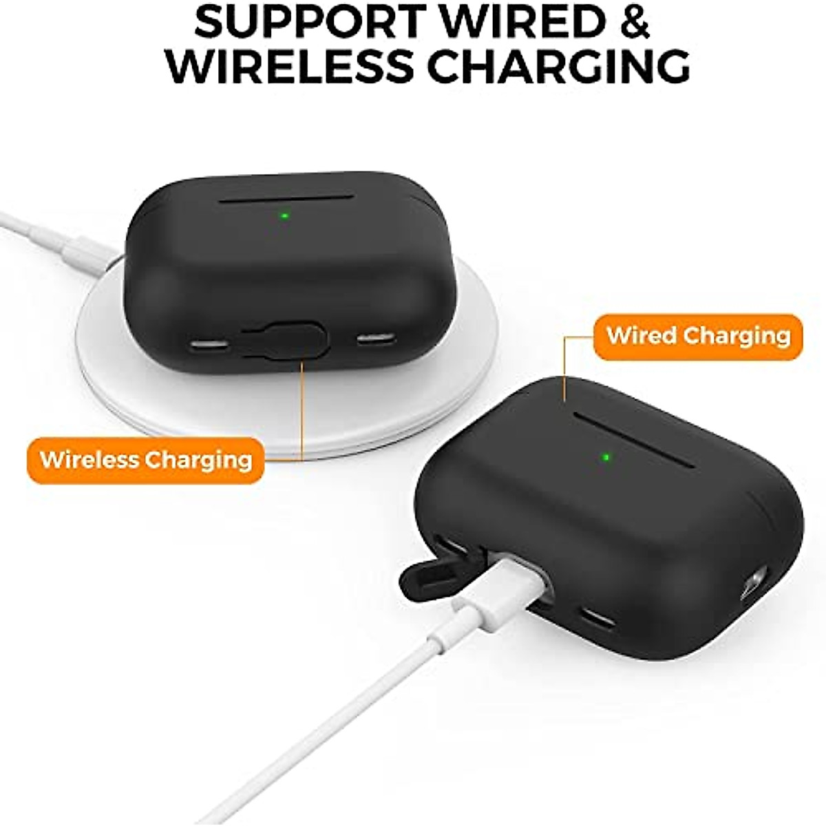 Case Design for Apple AirPods Pro 2nd Generation 2022 Version Case Soft Silicone Cover Shockproof Case Solid Color Simple Style Anti-Fall Case for Airpod Pro2 Case with Carabiner Ring (Blue)