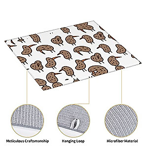 Kiwi Bird Cute Printed Drying Mat For Kitchen Ultra Absorbent Microfiber Dishes Drainer Mats Non-Slip Silicone Quick Dry Pad - 18 X 16inch