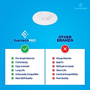PLB261021BK EvertechPRO Hair Catcher Shower Drain - Durable, Easy to Install and Remove Shower Hair Drain Catcher in White - Universal Fit Hair Drain Catcher for Bathroom, Kitchen, Laundry, Bathtub