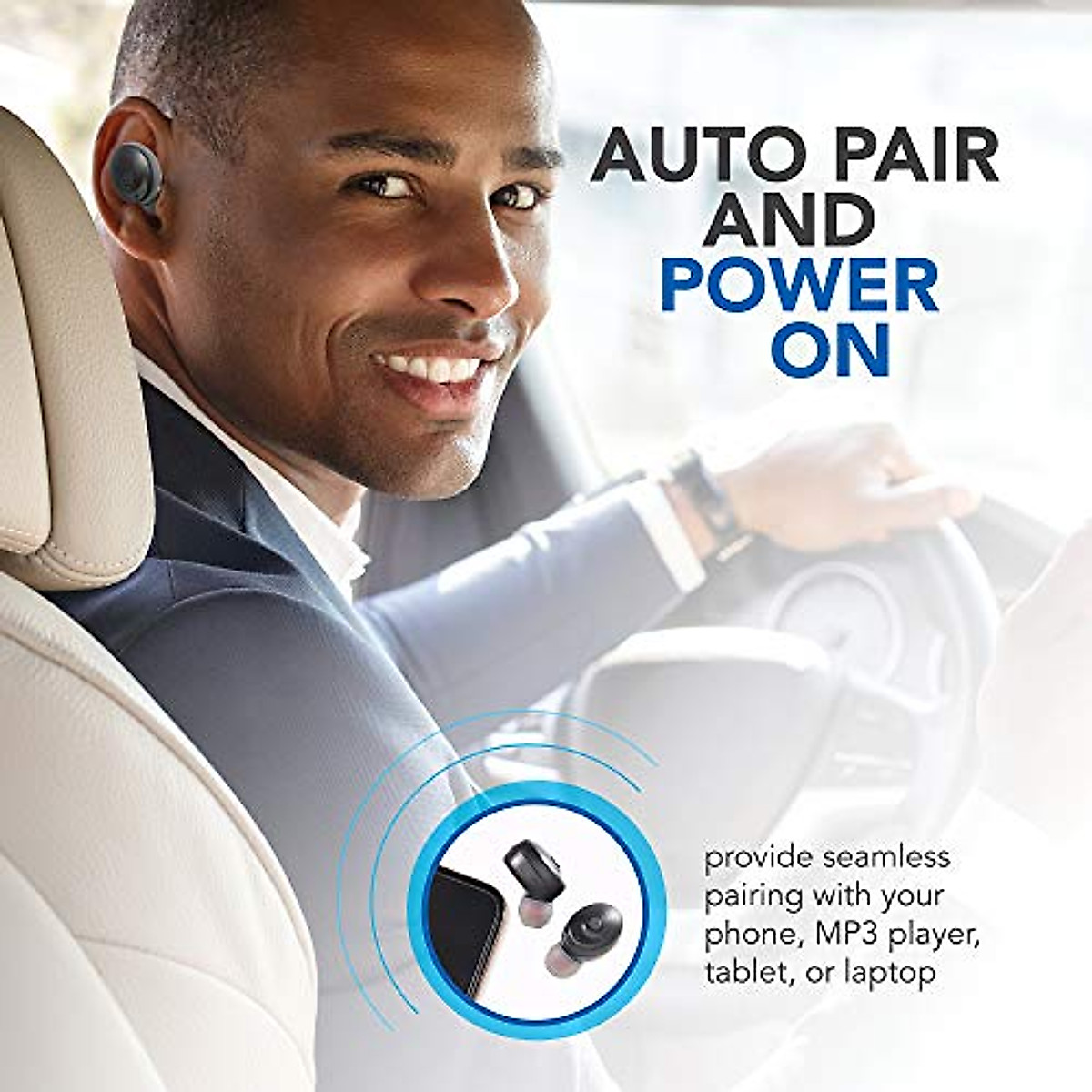 Wireless Gear True Wireless Bluetooth 5.0 Mini Earbuds with USB Charging Base, Black