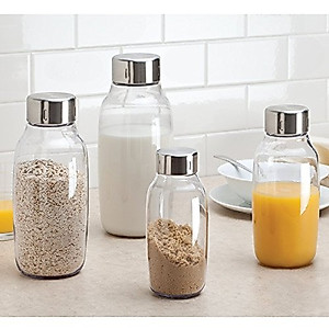 InterDesign Onza Food Storage Bottle with Stainless Steel Lid for Kitchen Pantry, Cabinet to Hold Candy, Milk, Nuts, Juices, Creamer 18 0Z