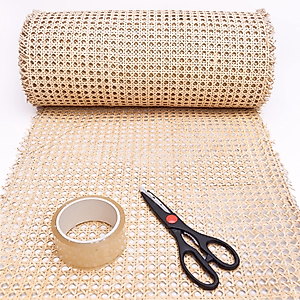 CLAYNIX 24" Width Rattan Webbing for Caning Projects Natural Pre - Woven Open Mesh Cane - Cane Webbing Sheet (2 FEET)