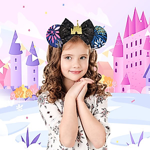 MADO Sparkly Princess Headband with Castle Mouse Ears, Park-Themed Hair Accessory for Girls and Women (PALACE)