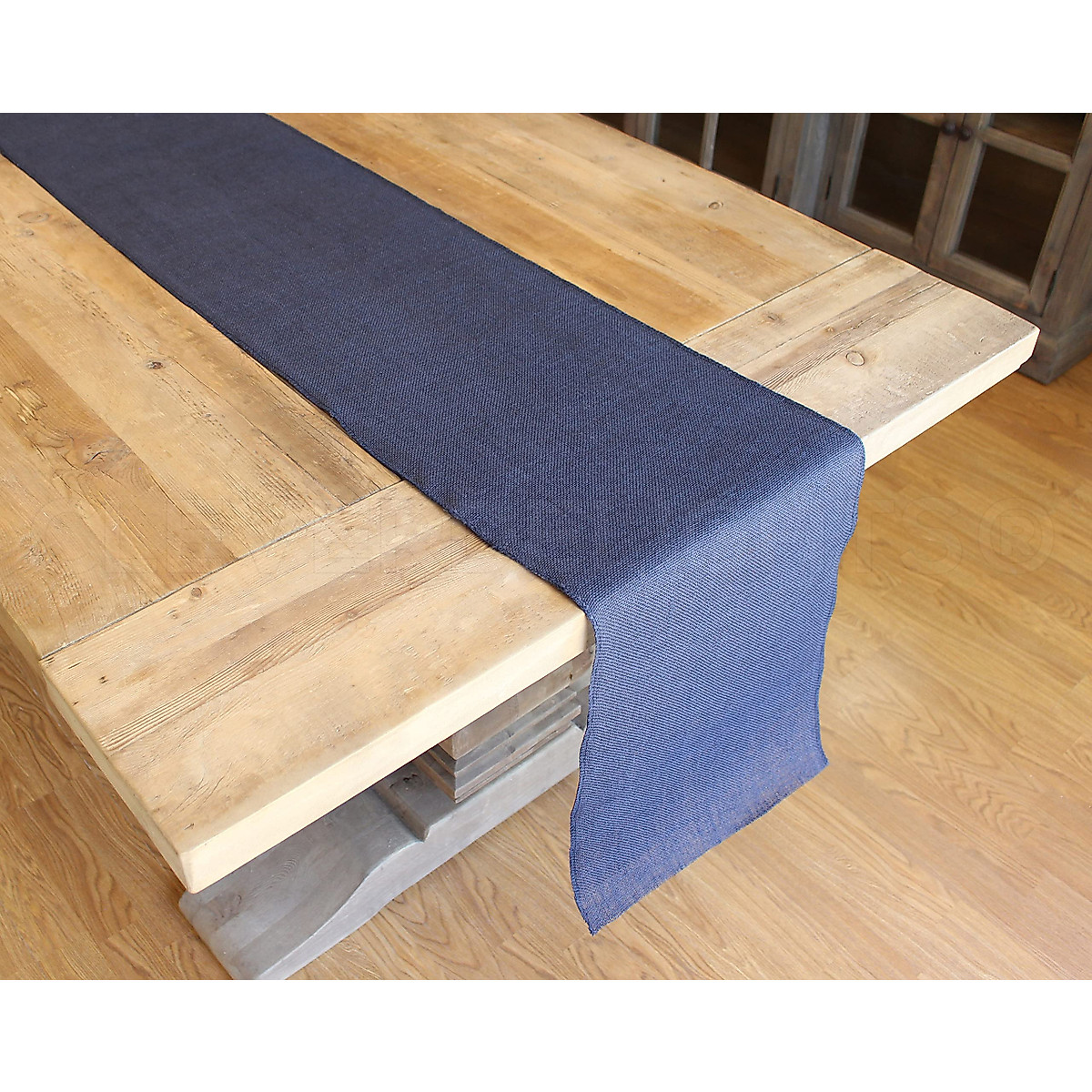 CleverDelights 14" Navy Burlap Roll - Finished Edges - 10 Yards - Jute Burlap Fabric