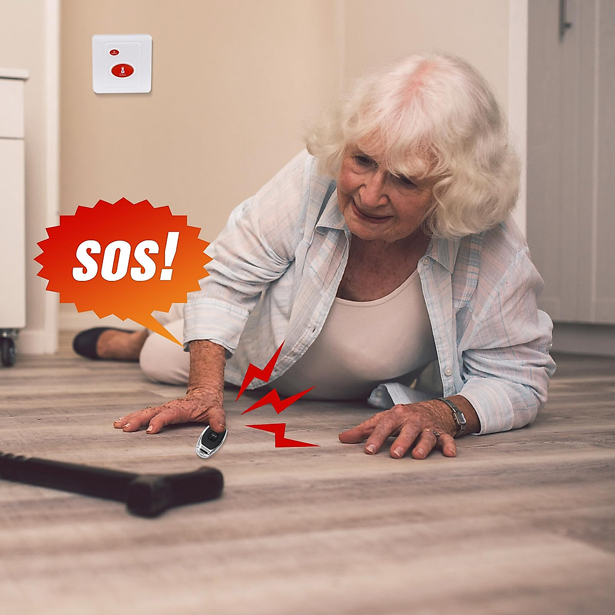 Daytech Strobe Siren Alarm Home Caring Loud Outdoor SOS Alert System 2 Red Flashing Siren 2 Remotes Panic Button 4 Emergency Button for Store Home Hotel Jewelry Shop Security Alarm