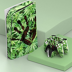 PlayVital Blood Handprint Weeds Full Set Skin Decal for ps5 Console Digital Edition, Sticker Vinyl Decal Cover for ps5 Controller & Charging Station & Headset & Media Remote