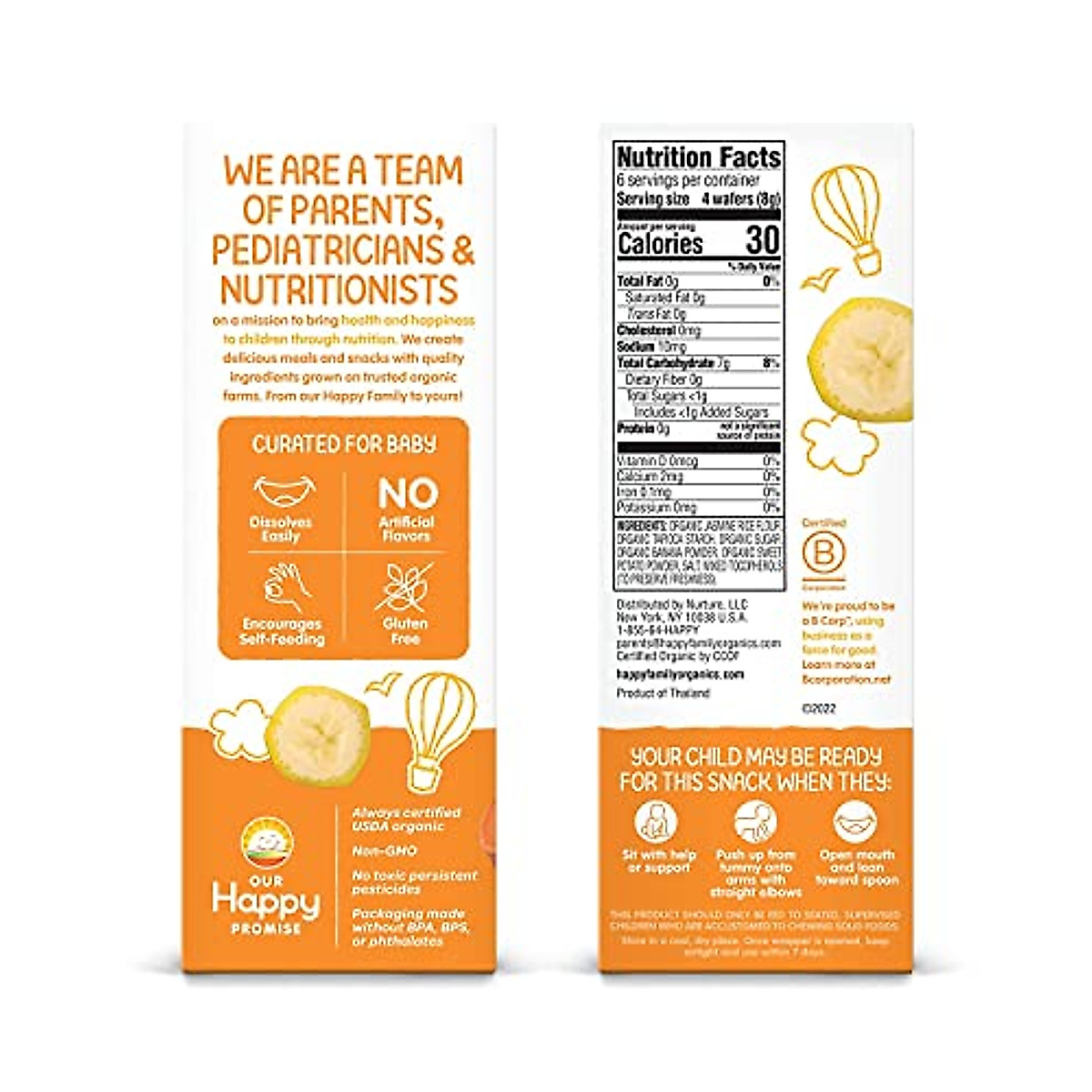 Happy Baby Gentle Teethers Organic Teething Wafers Banana Sweet Potato, Soothing Rice Cookies for Teething Babies Dissolves Easily Organic Gluten Free No Artificial Flavor,0.14 Ounce (Pack of 12)