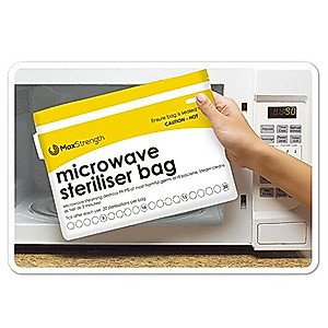 Premium Microwave Sterilizer Bags (20pcs) by Max Strength, Large & Durable Steam Bags for Baby Bottles, Soothers, Teethers & Training Cups, 20 Uses Per Bag & Marking System