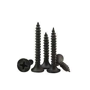 SZHKM Screws Drywall Screws Quality Black Steel #6 Sharp Point Self Tapping Screws with Anchors Black Steel Wood Screws Assortment Set, Machine Screws, 250PCS - for Drywall Sheetrock, Wood and More