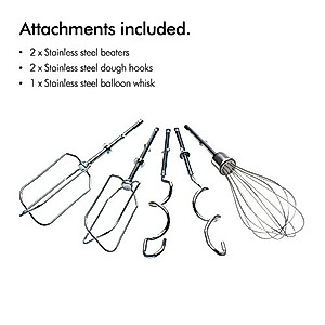 VonShef 5-Speed Hand Mixer - Electric 250W Hand-held Mixer with Turbo Boost Button & Stainless Steel Accessories (Chrome Beater, Dough Hook & Balloon Whisk) for Baking Cookies, Brownies & Cakes - Blue