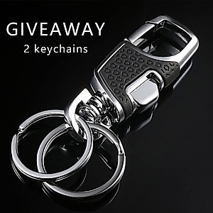 KIFIDAN Car Keychain Premium Keychain 2 Keyrings Chrome Plated Stainless Steel Heavy Duty Car Keychain Men and Women Heavy Car Keychain Keychain-Black