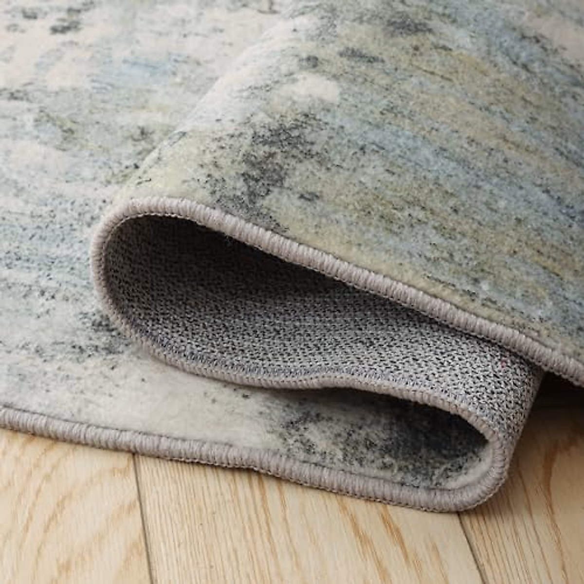 Carvapet Washable Rug 8x10, Green Modern Abstract Area Rugs, Low Pile Rugs with Rubber Backing, Stain Resistant Rugs for Living Room, Foldable Machine Washable Area Rug