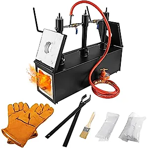 Triple Burners Portable Propane Gas Forge Three Burners 2600°F/1425℃ Large Capacity Square Forging Furnace for Blacksmithing Farrier Knife Tool Making Equipment with Tong & Gloves