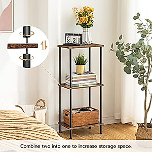 HOOBRO End Table, Small Side Table, Nightstand with 2-Layer Storage Shelves, Sofa Table for Small Spaces, Living Room, Bedroom, Stable Frame, Easy Assembly, Rustic Brown BF09BZ01