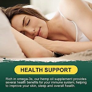 Hemp Oil Capsules - 100% Organic Hemp Oil, 60,000 Max Strength, Supports Immune, Skin, Calm, Sleep & Overall Health - 180 Veggie Softgels