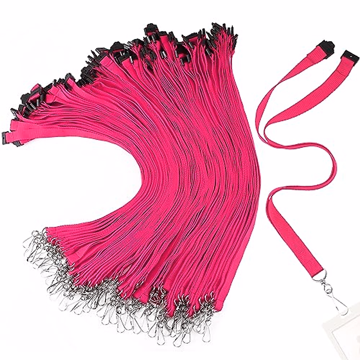 Patelai 60 Pcs Breakaway Lanyards with J Hook Bulk Flat for ID Badges Neck Badge Lanyards Card Nametag Holder Neck Straps (Hot Pink)