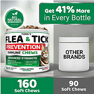 Flea Treatment for Cats - Flea and Tick Prevention for Cats - 160 Treats - Natural Cat Flea and Tick Treatment Pills - Soft Oral Cat Flea Treatment for Kittens - All Breeds & Ages - Made in USA
