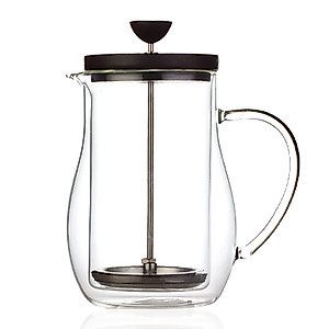 Double Layer Glass French Press Coffee Maker, Coffee Pot For Coffee Or Tea, Stainless Steel Coffee Press With 3 Stage Filter, Heat Resistant,Portable, Dishwasher Safe (Size : 350ml)