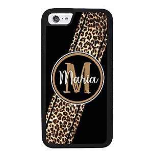 Leopard Animal Skin Stripe Personalized Black Rubber Phone Case Compatible with Apple iPhone 15 Pro Max Plus, 14 Pro Max Plus, 13 Pro Max Mini, 12 Pro Max Mini, 11, X XS Max, XR, 8 7 Plus