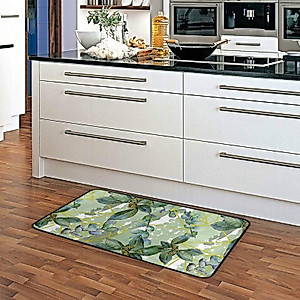 Yellow Poplar Leaves Kitchen Mat Green Kitchen Rug 39 X 20 Inch Under Sink Mats Non Slip Soft Standing Mats Anti Fatigue Floor Mat Bath Rug Runner Doormat Carpet for Outside Decor