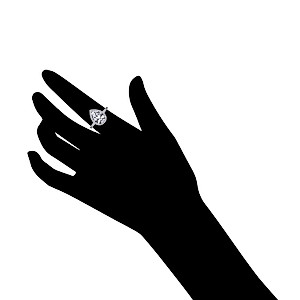 DIAMONBLISS Platinum Clad Sterling Silver Cubic Zirconia 100-Facet Pear Cut Ring (5)