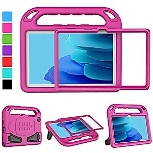 TIRIN Case for Samsung Galaxy Tab A7 10.4 inch 2020/2022, Galaxy Tab A7 Kids Case, Built-in Screen Protector Shockproof Handle Stand Case for Samsung Tab A7 10.4 Inch (SM-T505/T500/T507/T509), Pink