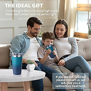 Volhoply 20oz Stainless Steel Tumbler with Lid and Straw,Double Wall Insulated Travel Iced Coffee Mug Fits Cup holder,Powder Coated Cups for Hot and Cold Drinks,Gifts for Women Men（Dark Night,1 Set）