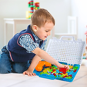 Drill & Play Building Toy Set Creative Educational with Real Toy Drill - STEM Construction Game Mosaic Design Building Toys Tool Kit for Kids and Toddlers