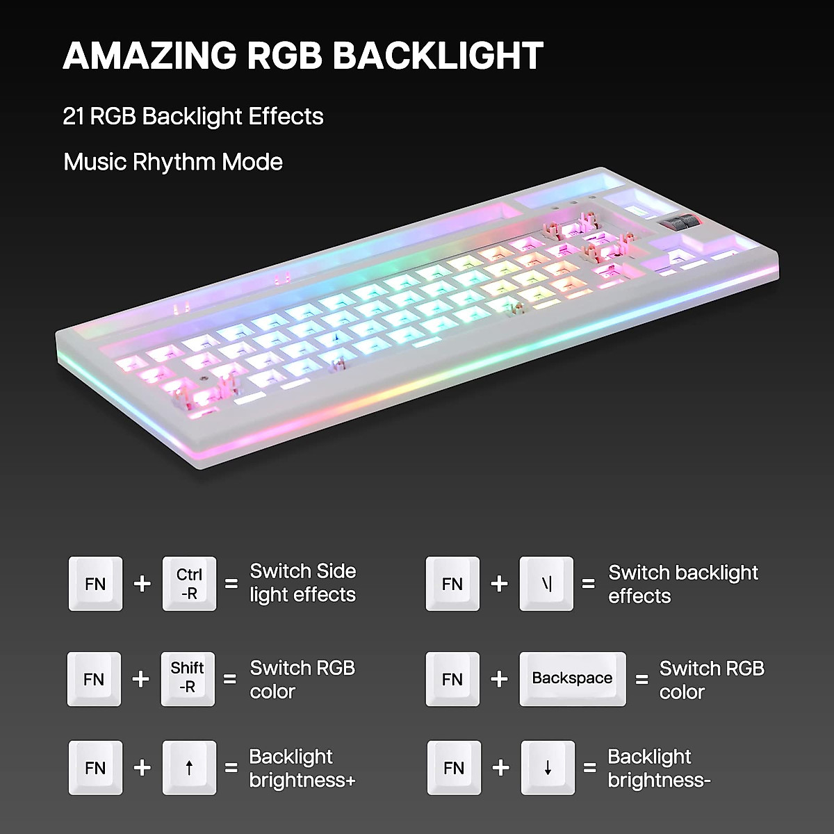 EPOMAKER Eclair 75% Hot Swappable Programmable RGB Bluetooth 5.0/2.4GHz/Wired Gaming Keyboard Kit NKRO with Sound Absorption Foam, Multimedia Wheel Control, 3000mAh Battery for Mac/Win (Eclair White)