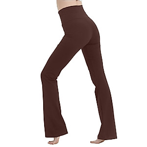 MC&LO Cotton Spandex High Rise Bootcut Flare Yoga Pants Legging(Regular Size/Plus Size) S-4XL (36" Inseam) Brown