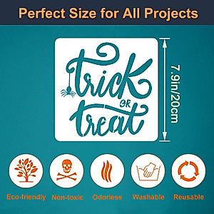 12 Pieces Halloween Stencils Reusable Plastic Halloween Theme Drawing Stencils for Painting on Wood Walls Fabrics Window, 7.9 Inches