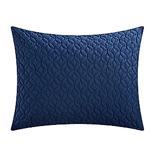 Chic Home Sigal 20 Piece Comforter Set Reversible Geometric Quilted Design Complete Bed in a Bag Bedding – Sheets Decorative Pillows Shams Window Treatments Curtains Included King Navy