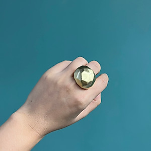 Aprilery Gold and Silver Rings for Women, Chunky Signet Statement Rings Gold Plated Band Ring Wide Metal Square Rings Cocktail Costume Jewelry Gifts for Her