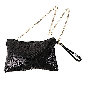 GALPADA Purses Small Purse Wristlet Glitter Sequin Crossbody Bag Handbag Sparkly Evening Clutch Shoulder Bag Wrist Bag gift for Women (Black) Small Purse Wristlet Womens Wallet