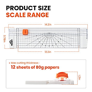 ISDIR A4 Paper Cutter 12 Inch Titanium Paper Trimmer Scrapbooking Tool with Automatic Security Safeguard and Side Ruler for Craft Paper, Label, Coupon, Photo and Cardstock