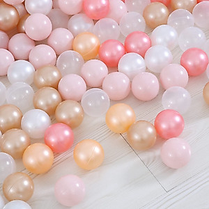 STARBOLO Ball Pit Balls Pack of 100 - Pearl 6 Colors BPA&Phthalate Free Non-Toxic Crush Proof Play Balls Soft Plastic Balls for 1-5Years Old Toddlers Girl Kids Birthday Pool Playpen Tent Party