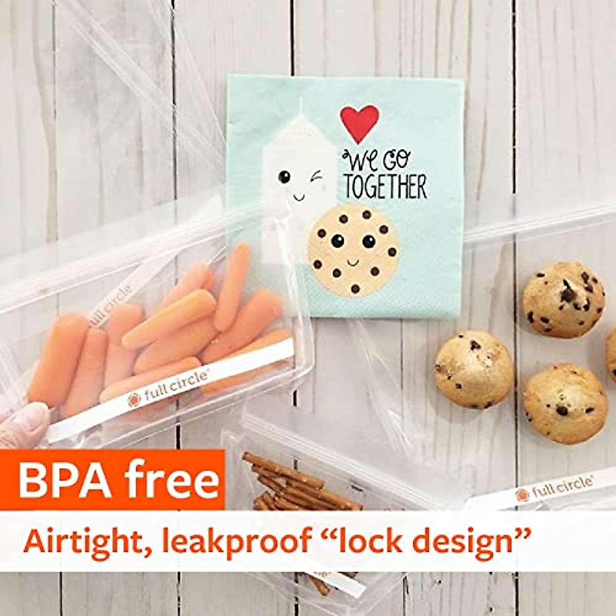 Full Circle Ziptuck Reusable Travel Bag Set – 1 Mini Bag and 1 Travel Bag - Multi-Use Leak-Free Travel Storage Bags – BPA-Free, Food-Safe & Reusable, Palm Leaves